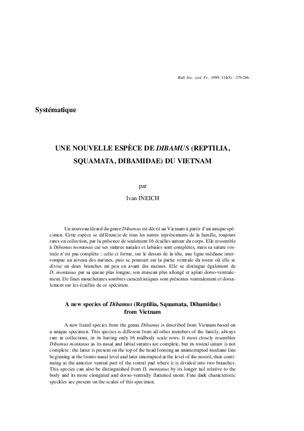 (PDF) Une nouvelle espèce de Dibamus (Reptilia, Squamata, Dibamidae) du ...