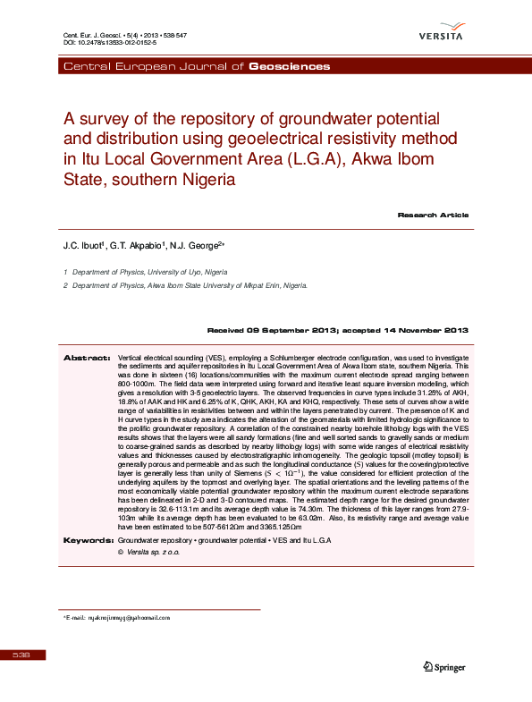 (PDF) A survey of the repository of groundwater potential and ...