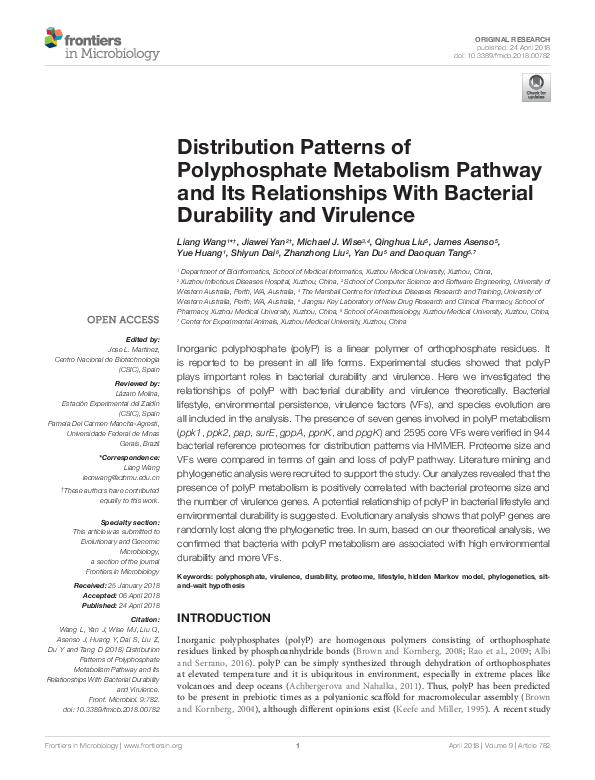 (PDF) Distribution Patterns of Polyphosphate Metabolism Pathway and Its ...