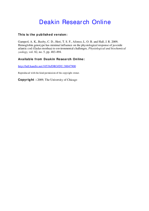 (PDF) Hemoglobin genotype has minimal influence on the physiological ...