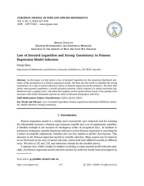 (PDF) Law of Iterated Logarithm and Strong Consistency in Poisson ...
