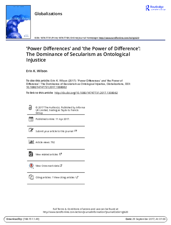 (PDF) ‘Power Differences’ and ‘the Power of Difference’: The Dominance ...