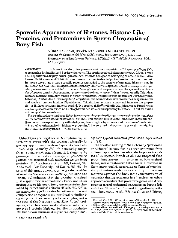 (PDF) Sporadic appearance of histones, histone-like proteins, and ...