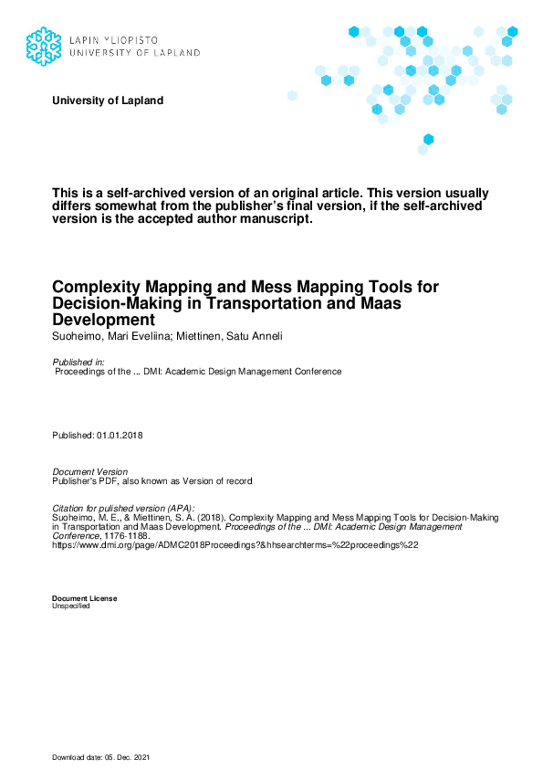 (PDF) Complexity Mapping and Mess Mapping Tools for Decision-Making in ...
