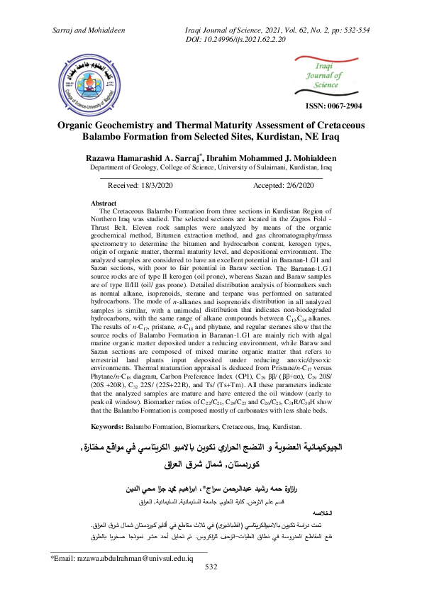 (PDF) Organic Geochemistry and Thermal Maturity Assessment of ...