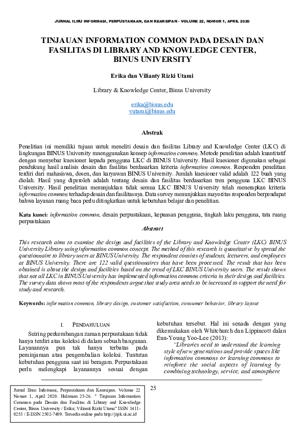(PDF) Tinjauan Information Common pada Desain dan Fasilitas di Library ...