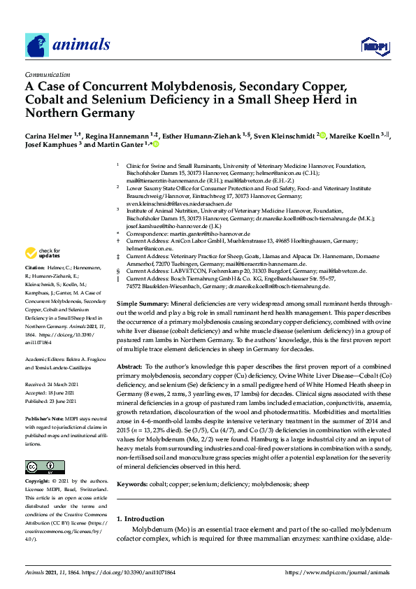 (PDF) A Case of Concurrent Molybdenosis, Secondary Copper, Cobalt and ...