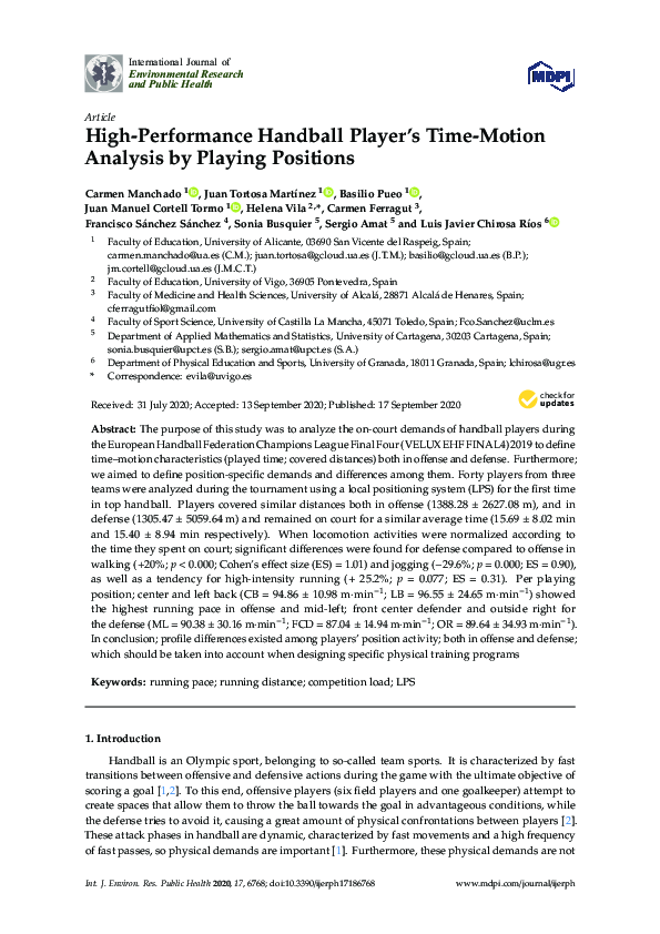 (PDF) High-Performance Handball Player’s Time-Motion Analysis by ...