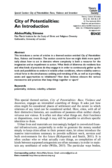 (PDF) City of Potentialities: An Introduction