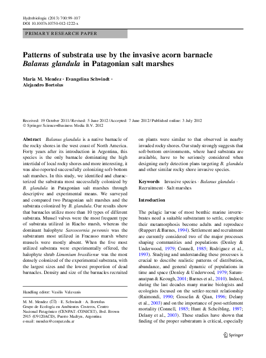 (PDF) Patterns of substrata use by the invasive acorn barnacle Balanus ...
