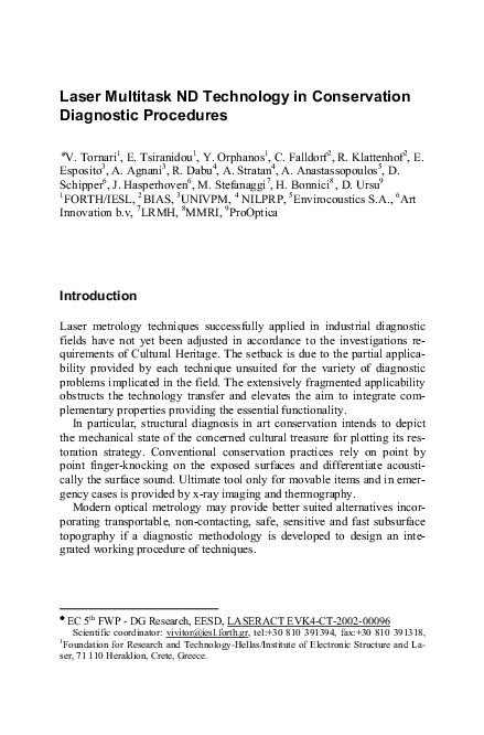 (PDF) Laser Multitask ND Technology in Conservation Diagnostic Procedures