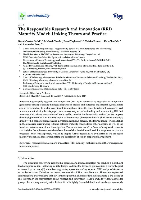 (PDF) The Responsible Research and Innovation (RRI) Maturity Model ...