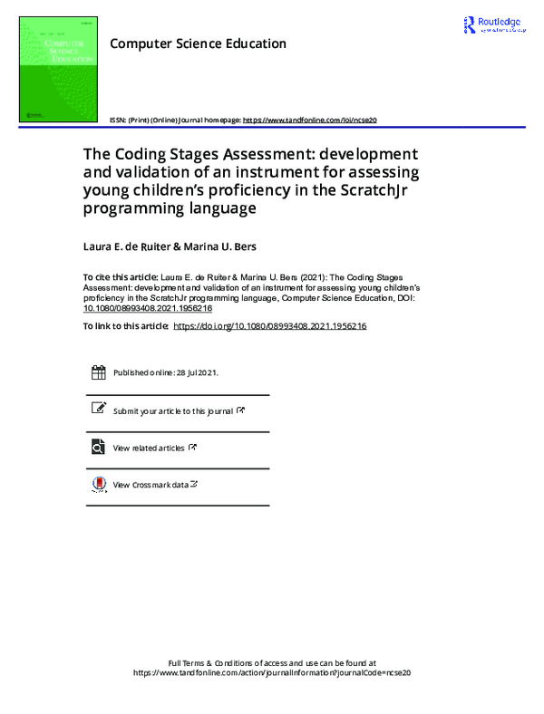 (PDF) The Coding Stages Assessment: development and validation of an instrument for assessing ...
