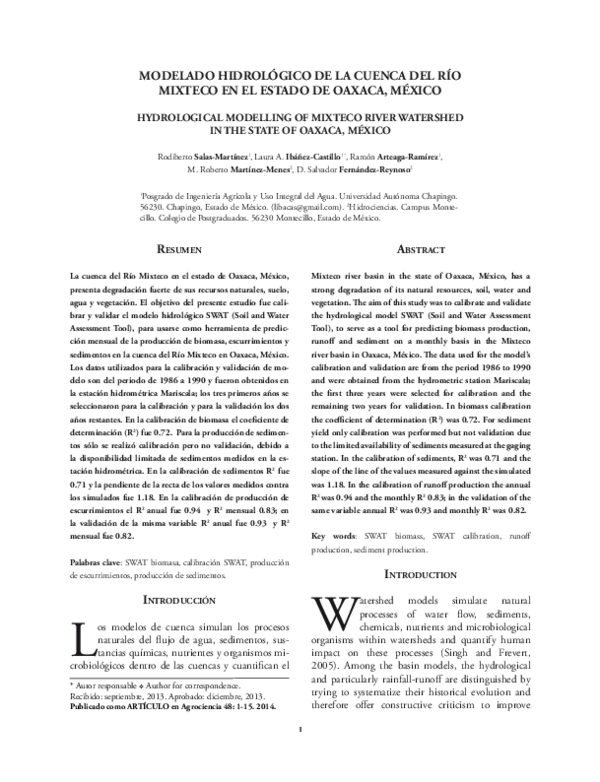 (PDF) Modelado hidrológico de la cuenca del Río Mixteco en el Estado de ...