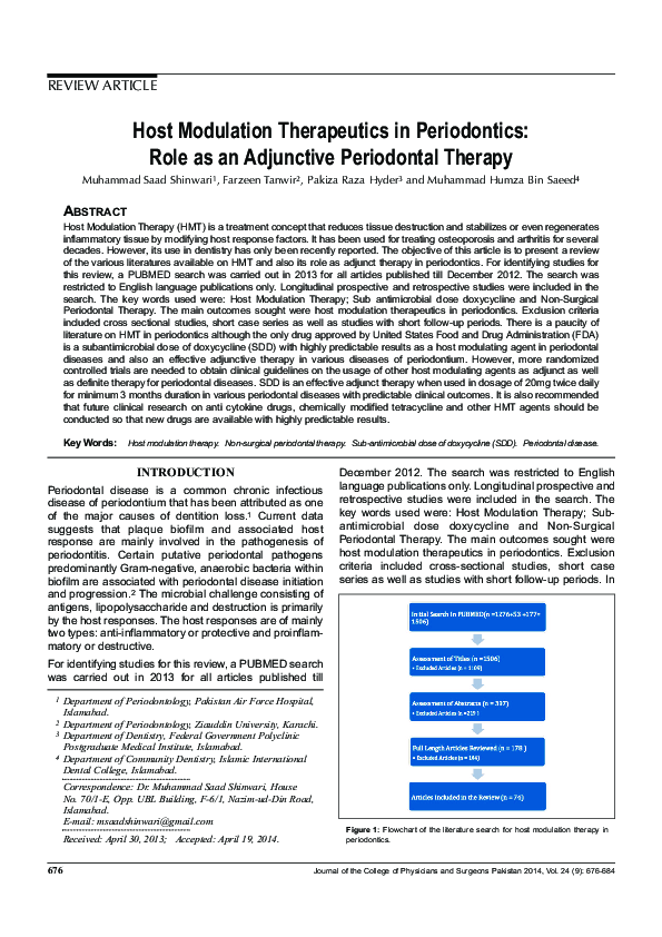 (PDF) Host modulation therapeutics in periodontics: role as an adjunctive periodontal therapy