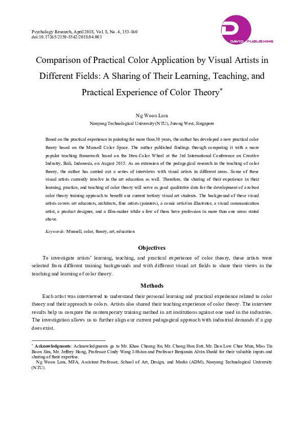 (PDF) Comparison of Practical Color Application by Visual Artists in ...