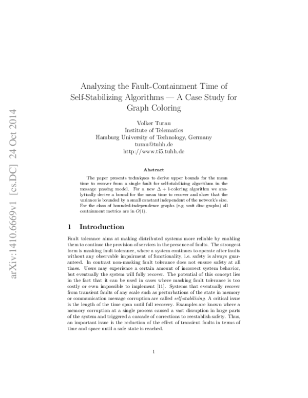 (PDF) Analyzing the Fault-Containment Time of Self-Stabilizing Algorithms - A Case Study for ...