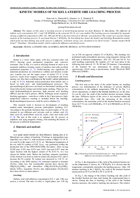 (PDF) Kinetic Models of Nickel Laterite Ore Leaching Process