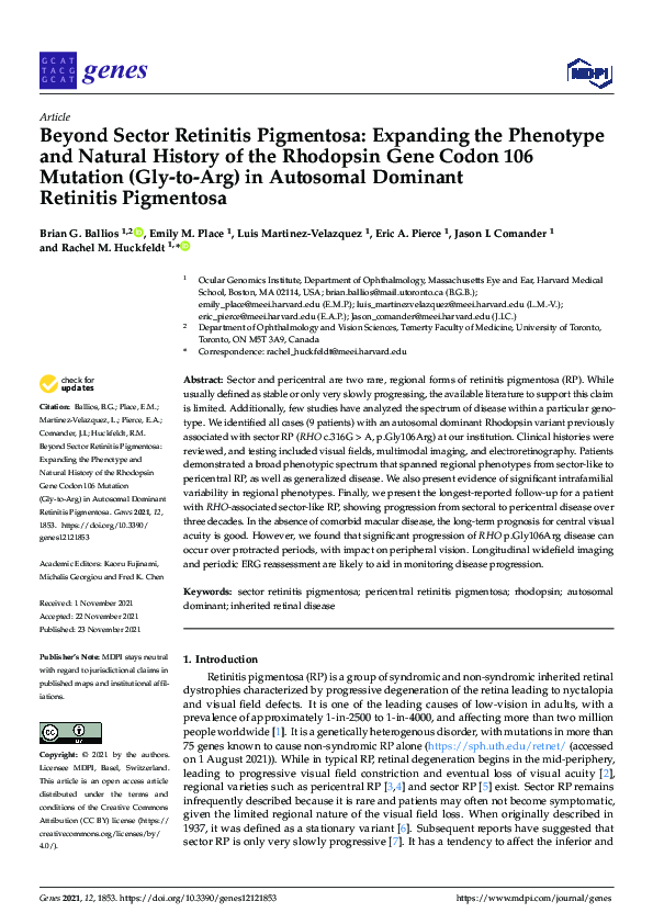 (PDF) Beyond Sector Retinitis Pigmentosa: Expanding the Phenotype and ...