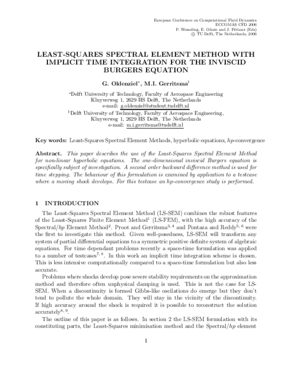 (PDF) Least-squares spectral element method with implicit time integration for the inviscid ...