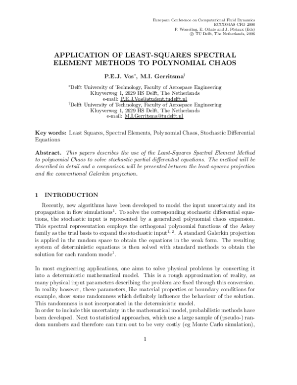 Pdf Application Of Least Squares Spectral Element Methods To Polynomial Chaos Marc Gerritsma
