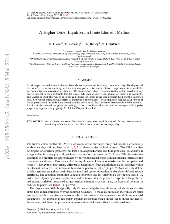 (PDF) A higher-order equilibrium finite element method
