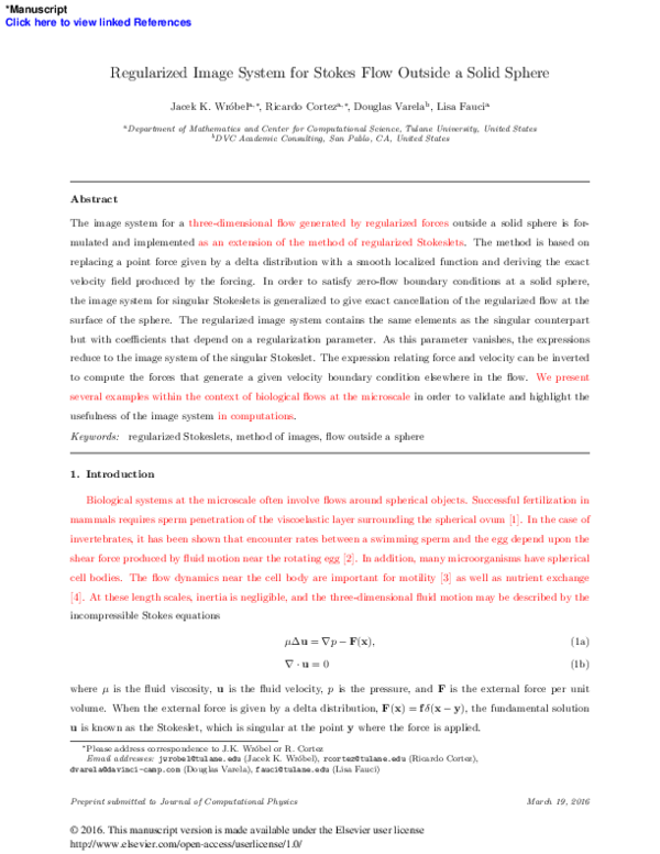 (PDF) Regularized image system for Stokes flow outside a solid sphere