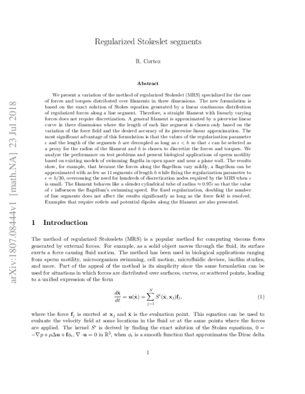 (PDF) Regularized Stokeslet segments