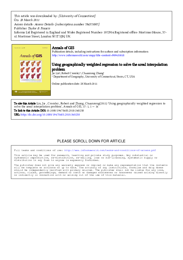 Pdf Using Geographically Weighted Regression To Solve The Areal Interpolation Problem