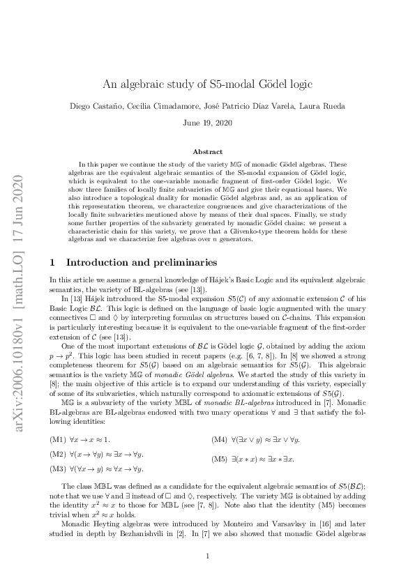 (PDF) An Algebraic Study of S5-Modal Gödel Logic