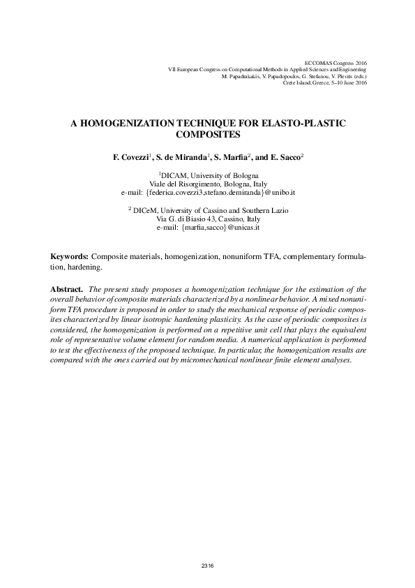 (PDF) A Homogenization Technique for Elasto-Plastic Composites