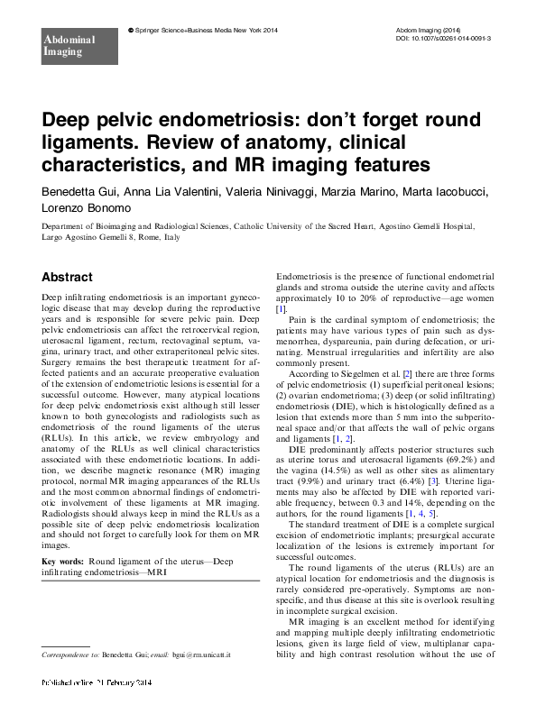 (PDF) Deep pelvic endometriosis: don’t forget round ligaments. Review ...