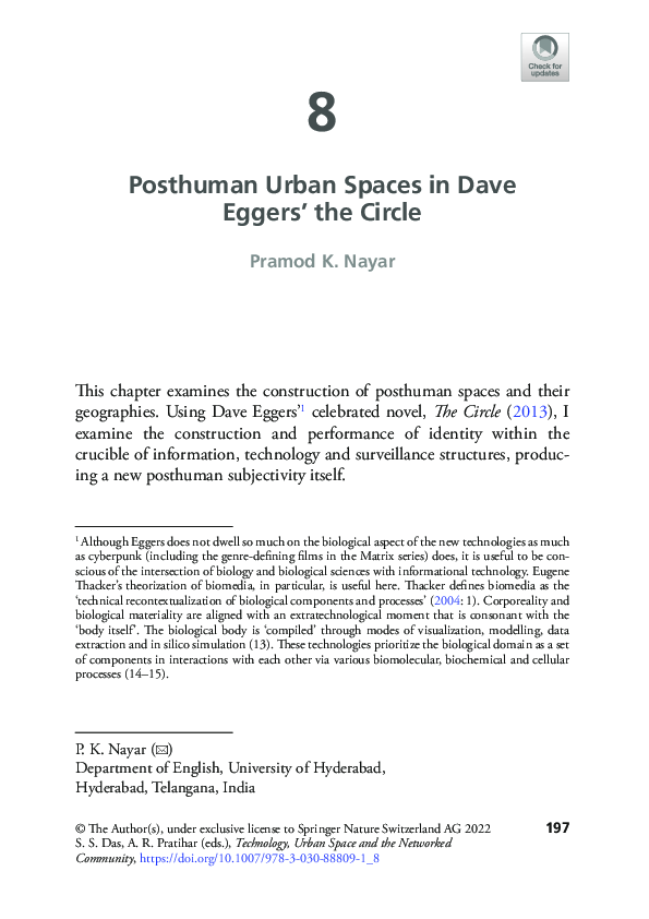 (PDF) Posthuman Urban Spaces in Dave Eggers’ "The Circle"
