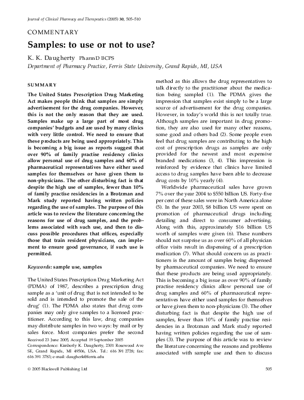 (PDF) Samples: to use or not to use?