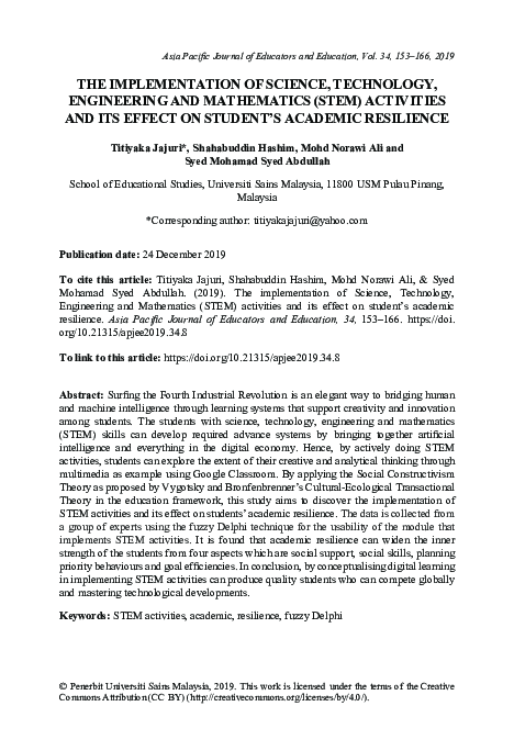 (PDF) The Implementation of Sicence, Technology, Engineering and ...