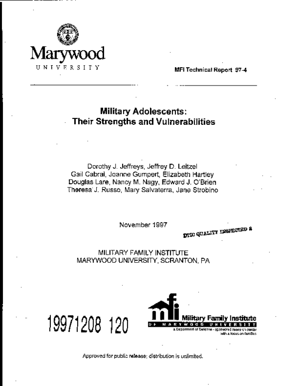 (PDF) Military Adolescents: Their Strengths and Vulnerabilities ...