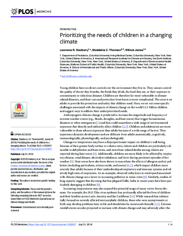 (PDF) Prioritizing the needs of children in a changing climate