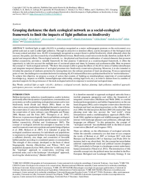 (PDF) Grasping darkness: the dark ecological network as a social-ecological framework to limit ...