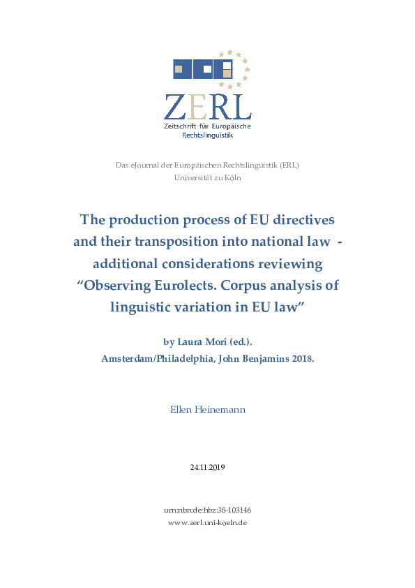 (PDF) The production process of EU directives and their transposition ...