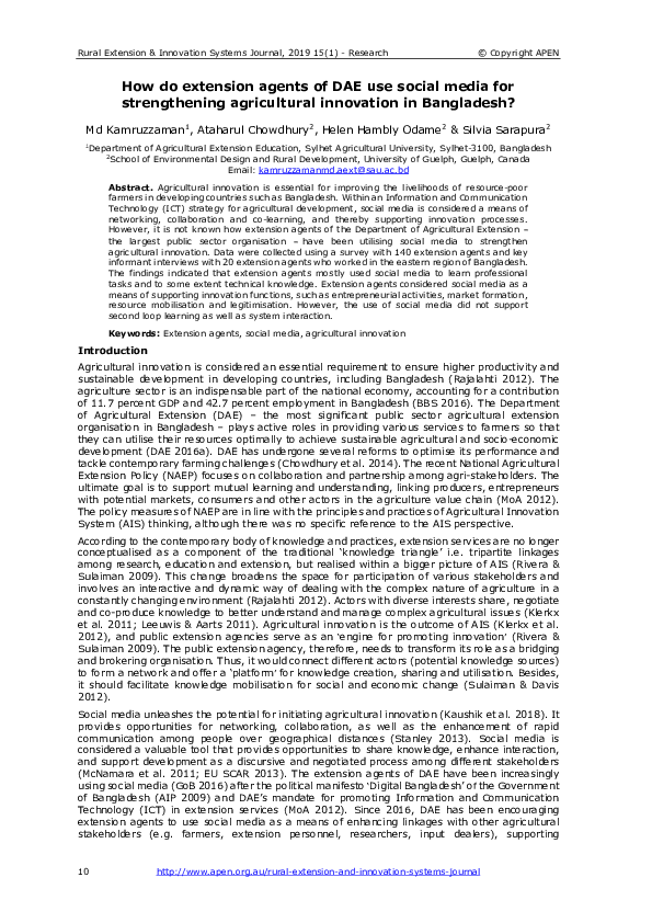 (PDF) How do extension agents of DAE use social media for strengthening ...