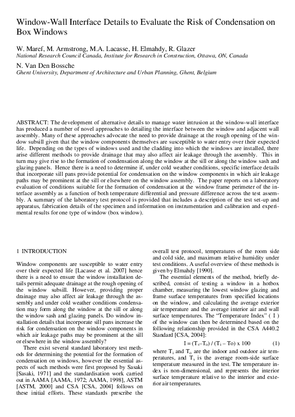 (PDF) Window-wall interface details to evaluate the risk of ...