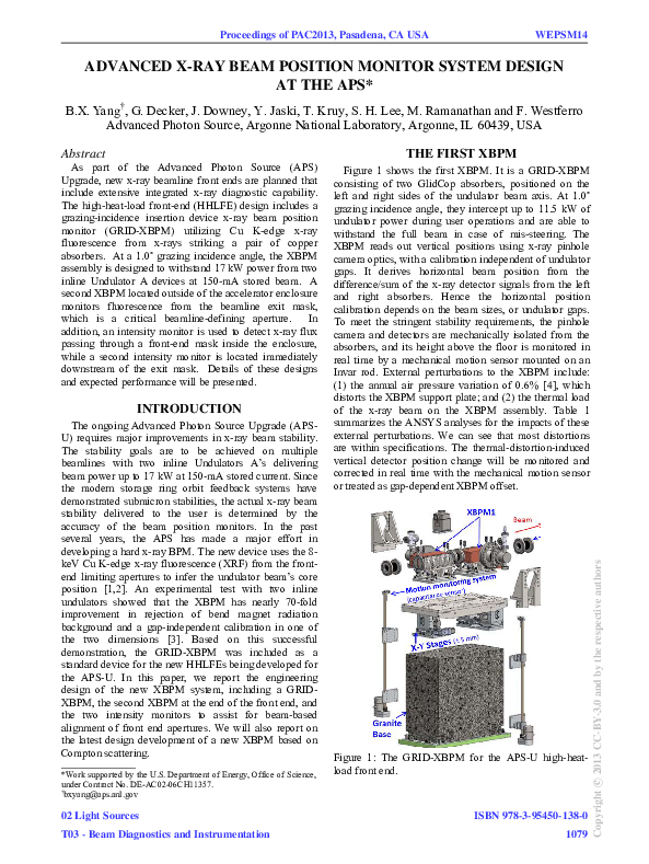 (PDF) Advanced X-Ray Beam Position Monitor System Design at the Aps