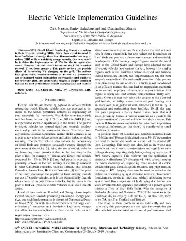 (PDF) Electric Vehicle Implementation Guidelines