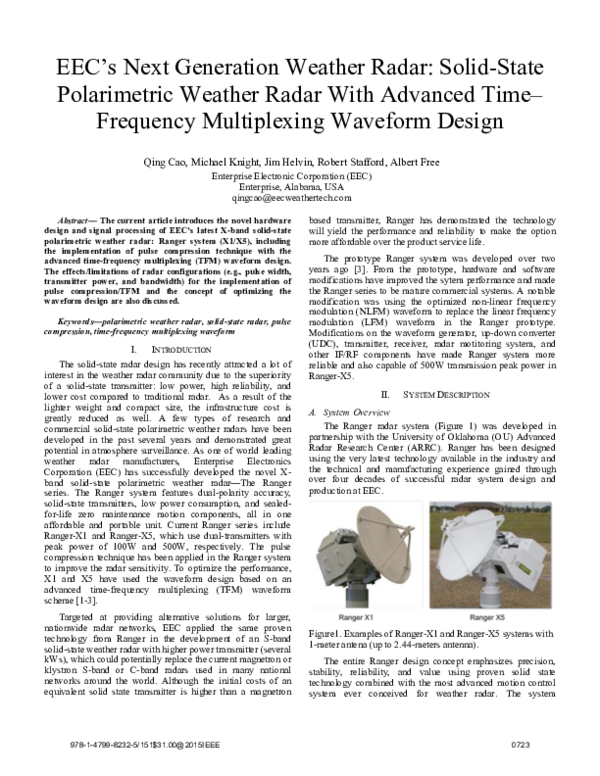 (PDF) EEC's next generation weather radar: Solid-state polarimetric weather radar with advanced ...