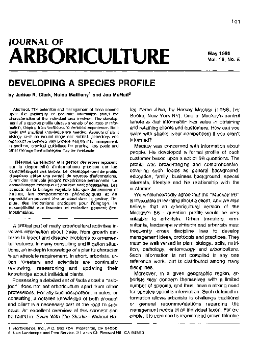 (PDF) Developing a Species Profile