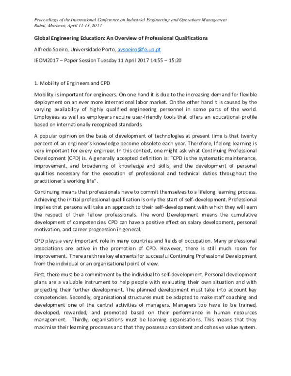 (PDF) Global Engineering Education: An Overview of Professional ...