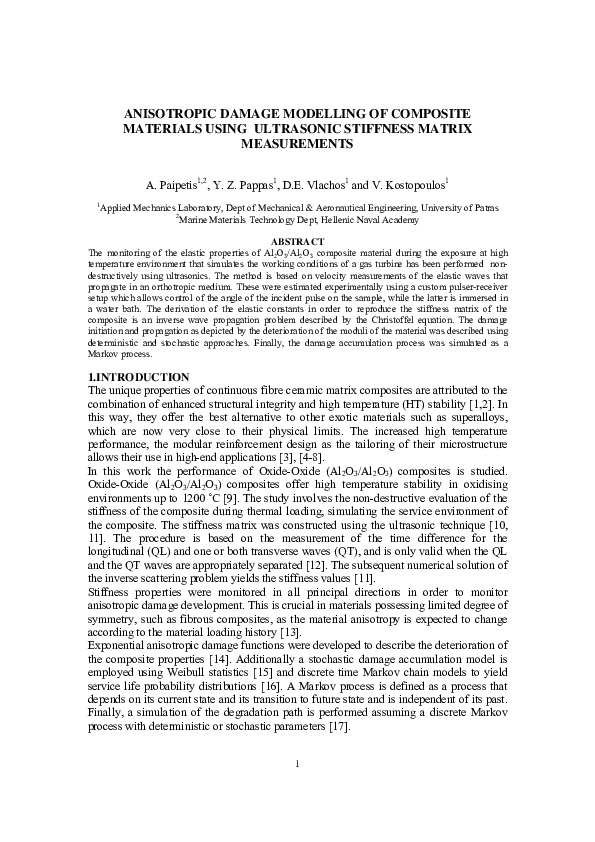 (PDF) Anisotropic Damage modelling of composite materials using ultrasonic stiffness matrix ...