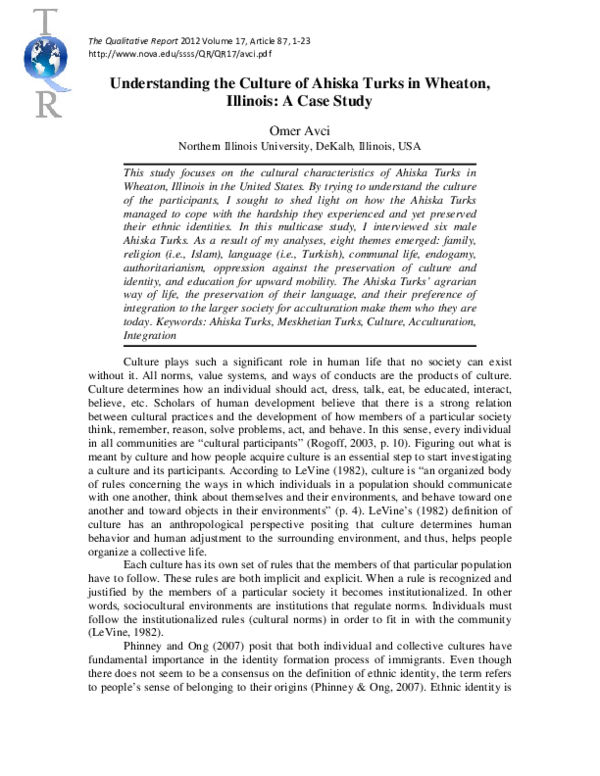 (PDF) Understanding the Culture of Ahiska Turks in Wheaton, Illinois: A ...