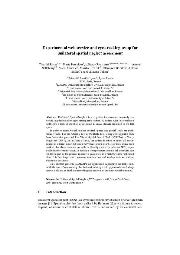 (PDF) Experimental Web Service and Eye-Tracking Setup for Unilateral ...