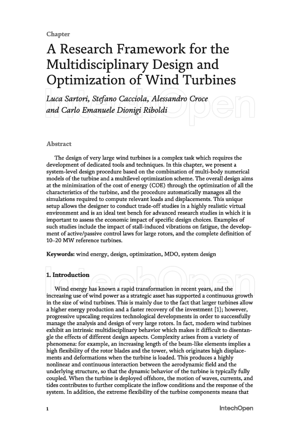 (PDF) A Research Framework for the Multidisciplinary Design and Optimization of Wind Turbines